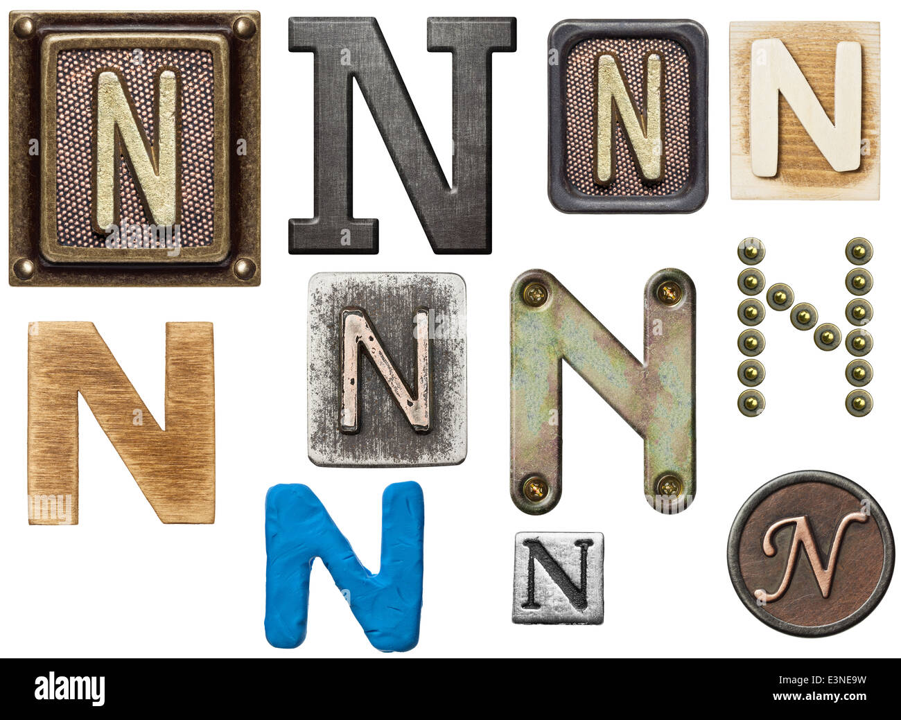 Alphabet made of wood, metal, plasticine. Letter N Stock Photo - Alamy