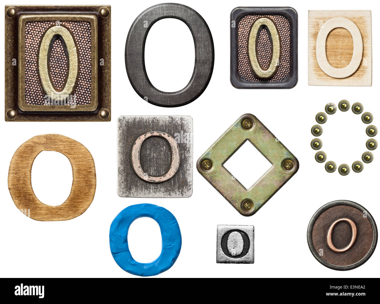 Alphabet made of wood, metal, plasticine. Letter O Stock Photo - Alamy