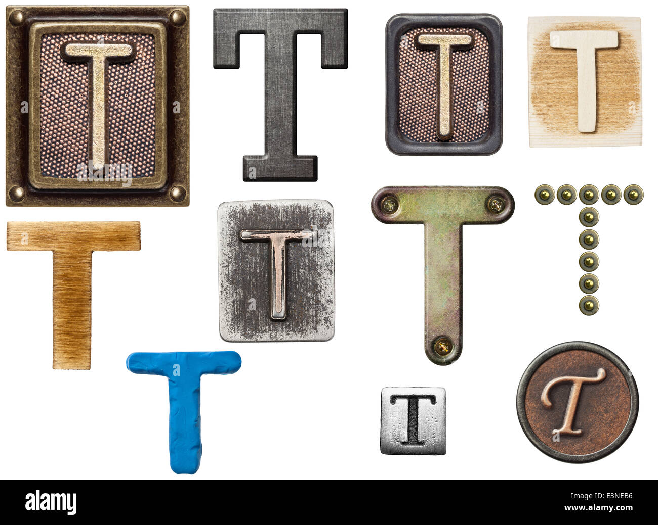 Alphabet made of wood, metal, plasticine. Letter T Stock Photo - Alamy
