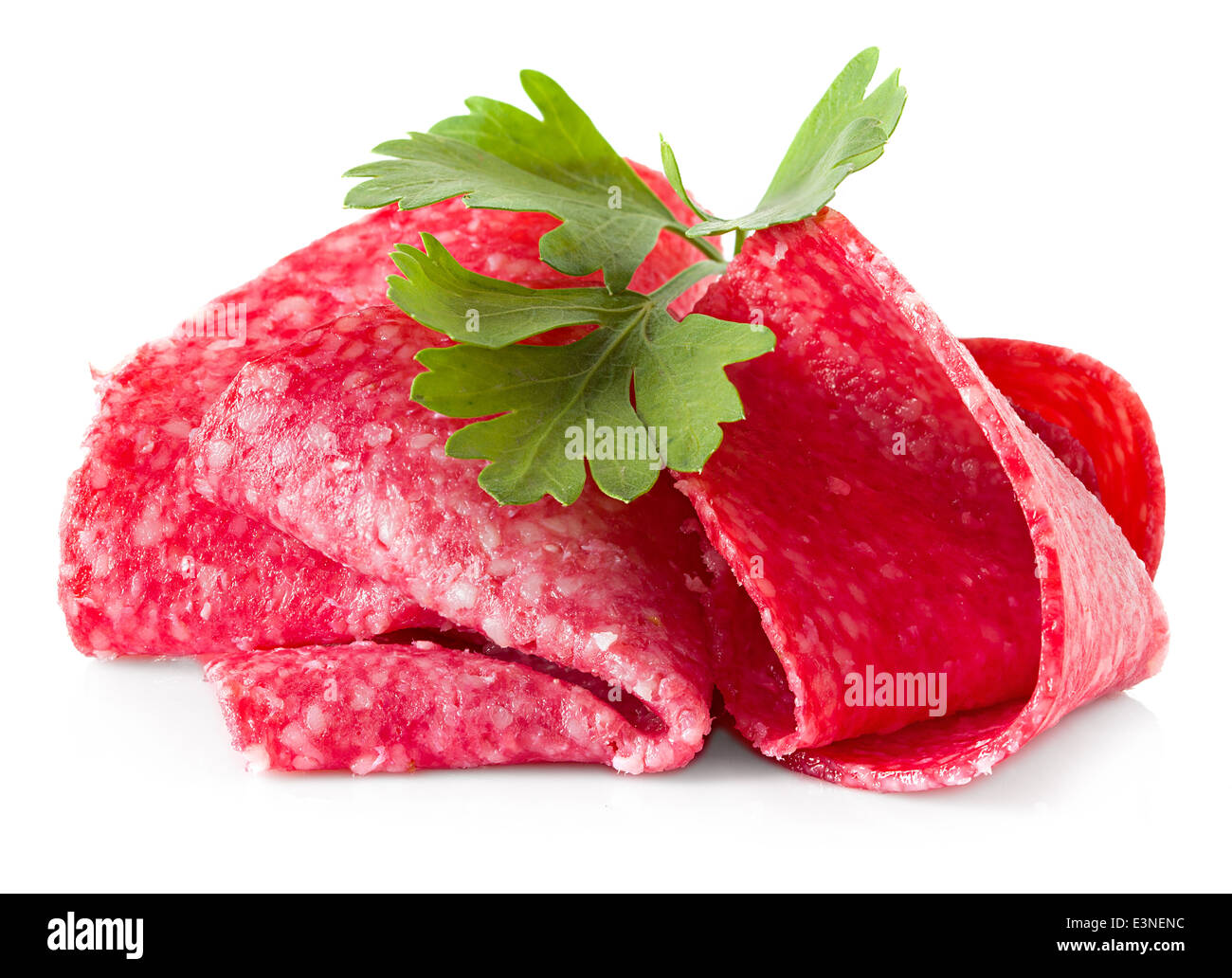 salami close-up isolated on white background Stock Photo - Alamy