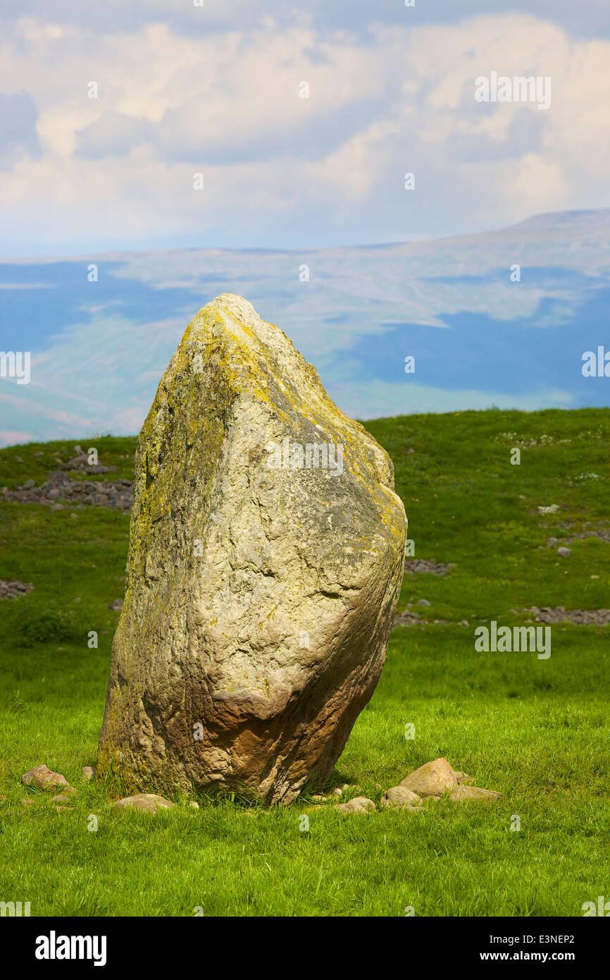 Mayburgh Henge Standing stone. Eamont Bridge, Penrith, Cumbria, England ...