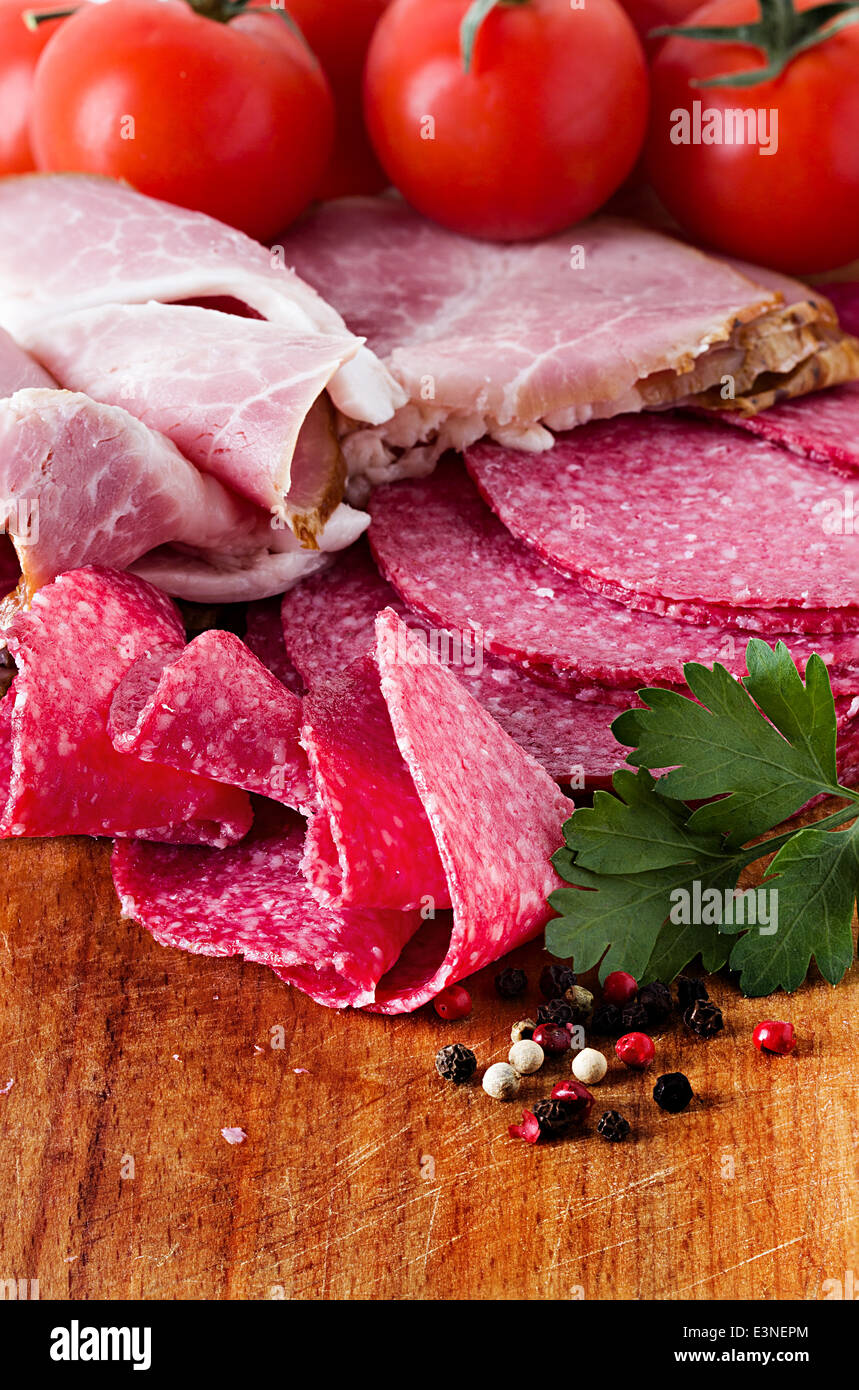 Assortment cured meats in hi-res stock photography and images - Alamy