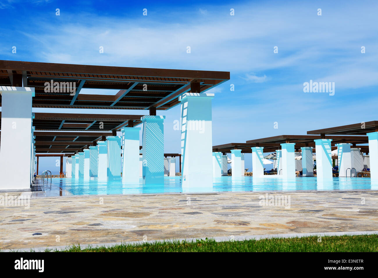 Swimming pool at luxury hotel, Crete, Greece Stock Photo - Alamy