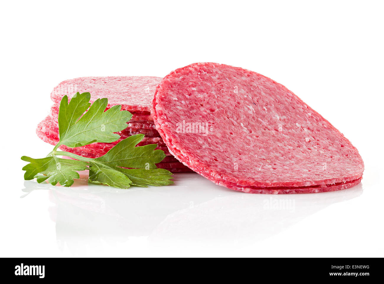 salami close-up isolated on white background Stock Photo - Alamy