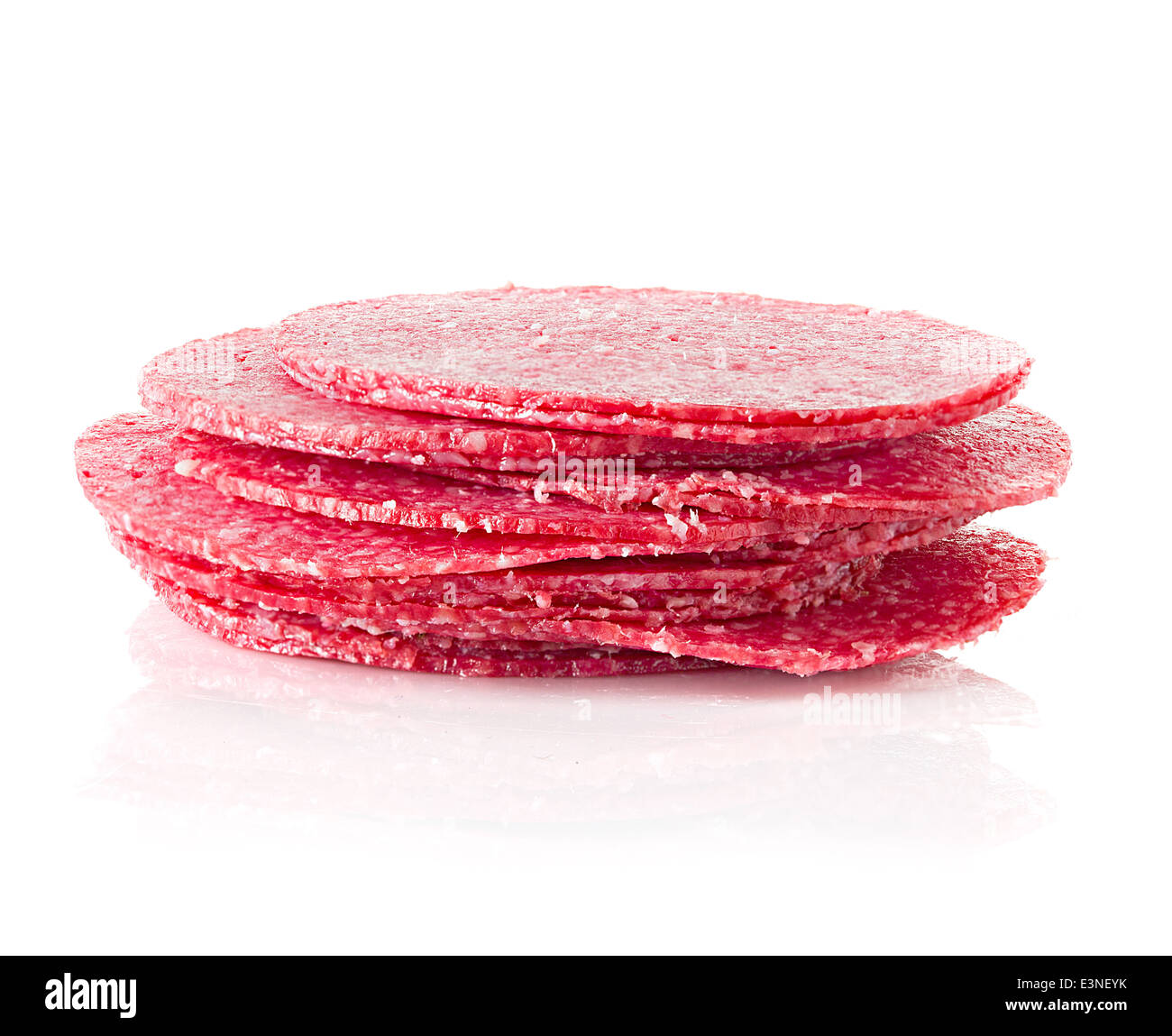 salami close-up isolated on white background Stock Photo - Alamy