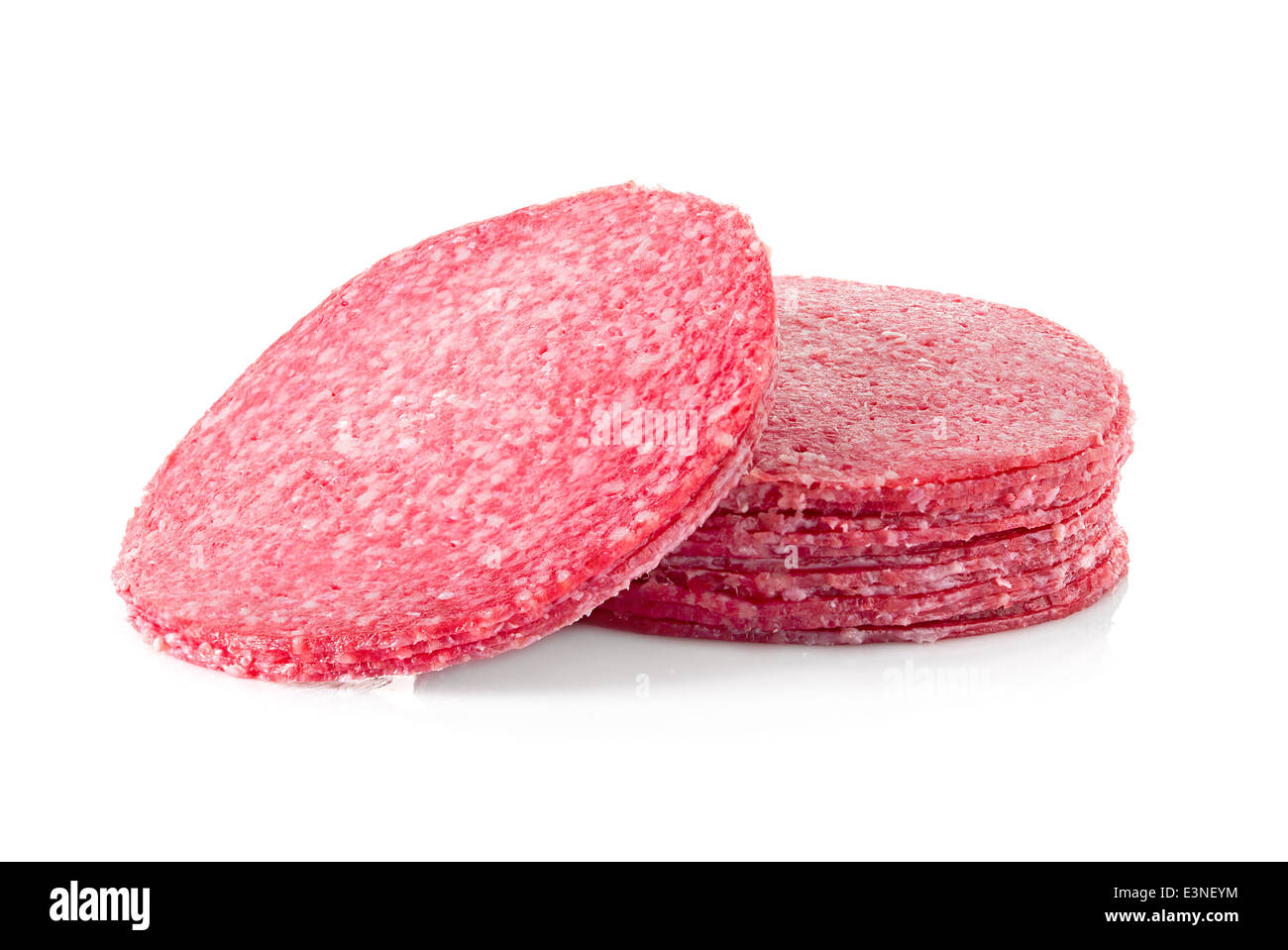 salami close-up isolated on white background Stock Photo - Alamy