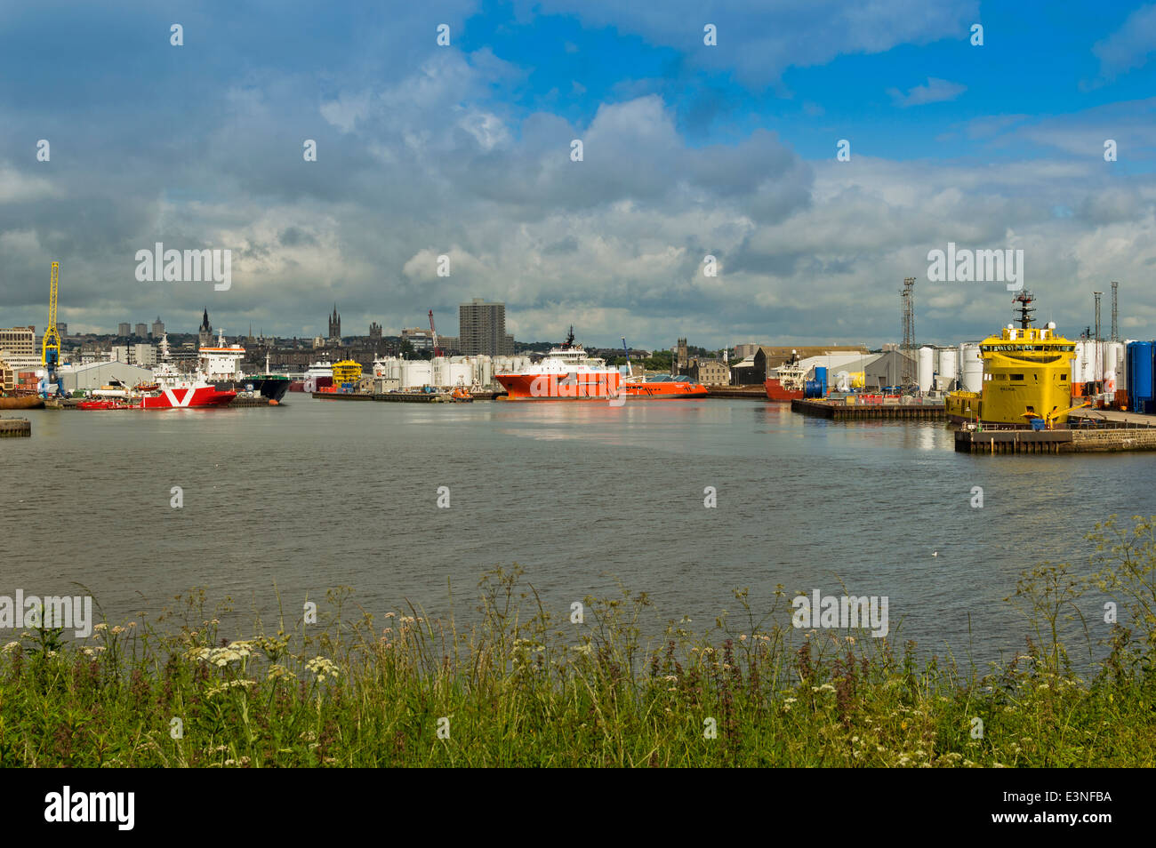 ABERDEEN CITY SKYLINE WITH HARBOURS DOCKS AND OIL INDUSTRY SERVICE ...