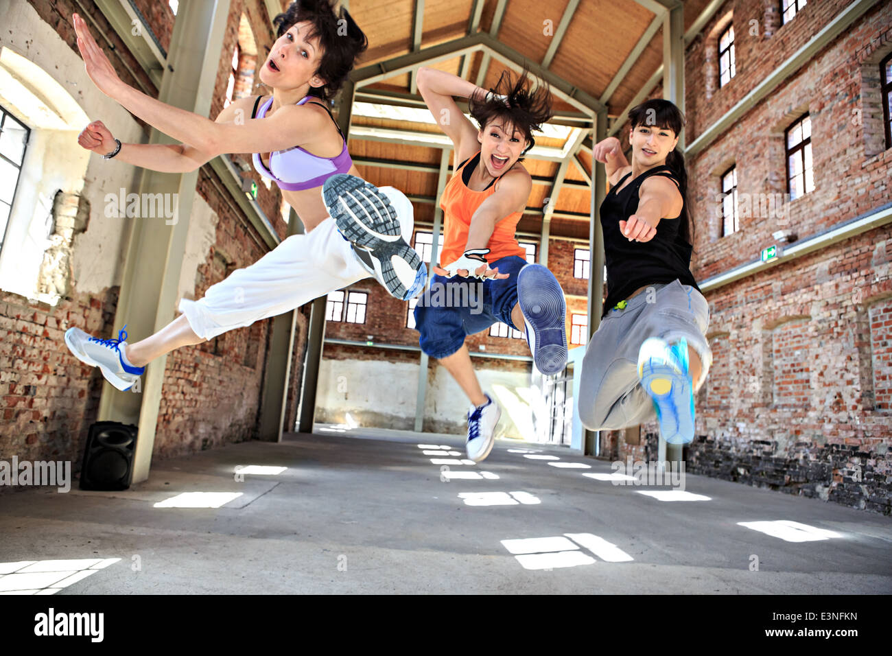 group of women in sport dress dancing zumba or aerobics Stock Photo - Alamy