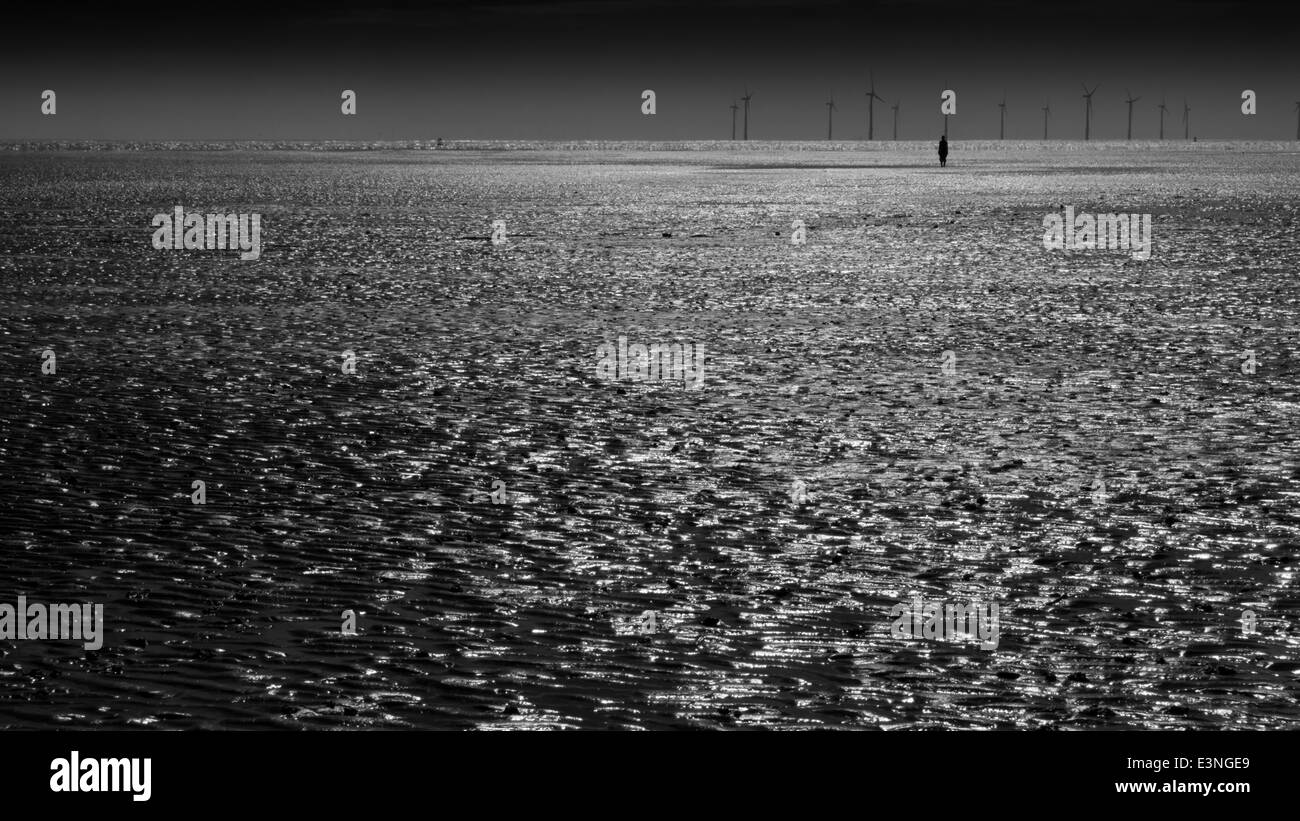 Anthony Gormley's "Another Place" at Sefton Beach Stock Photo - Alamy