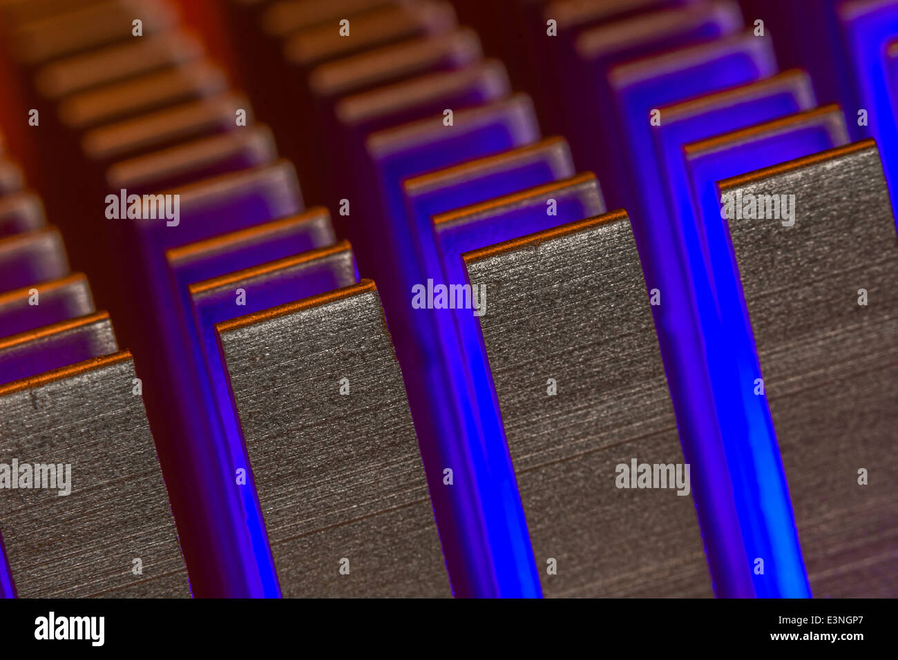 Macro-photo showing the cooling fins of a PC heat-sink used to cool ...