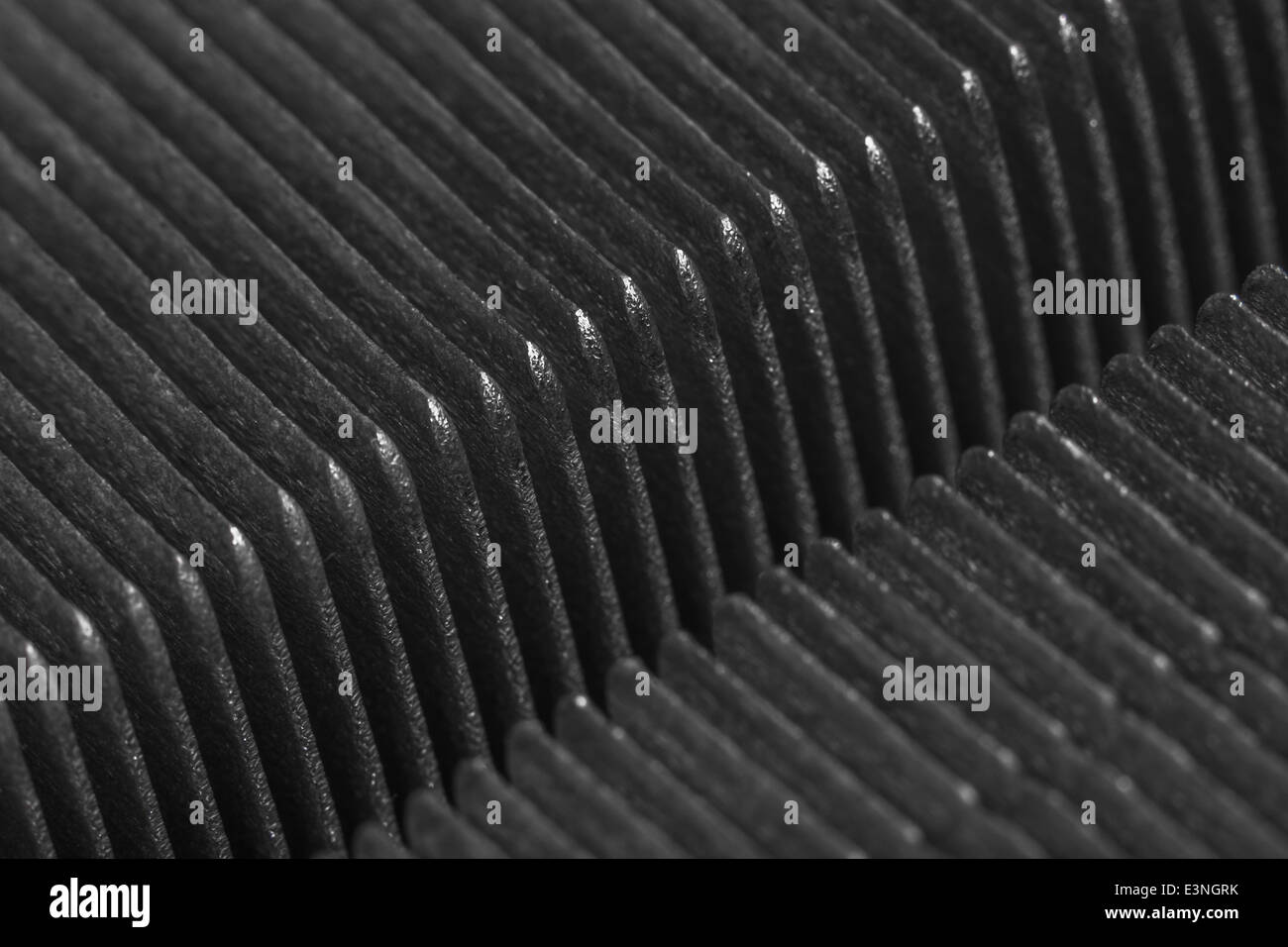 Macro-photo showing the cooling fins of a PC CPU cooling (fan) unit ...