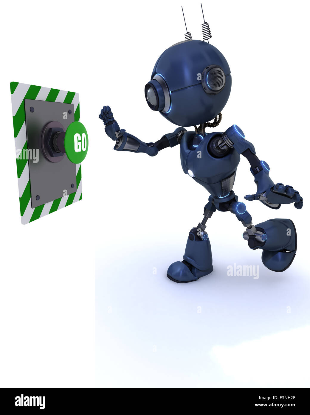 3D Render of an Android pushing a button Stock Photo - Alamy