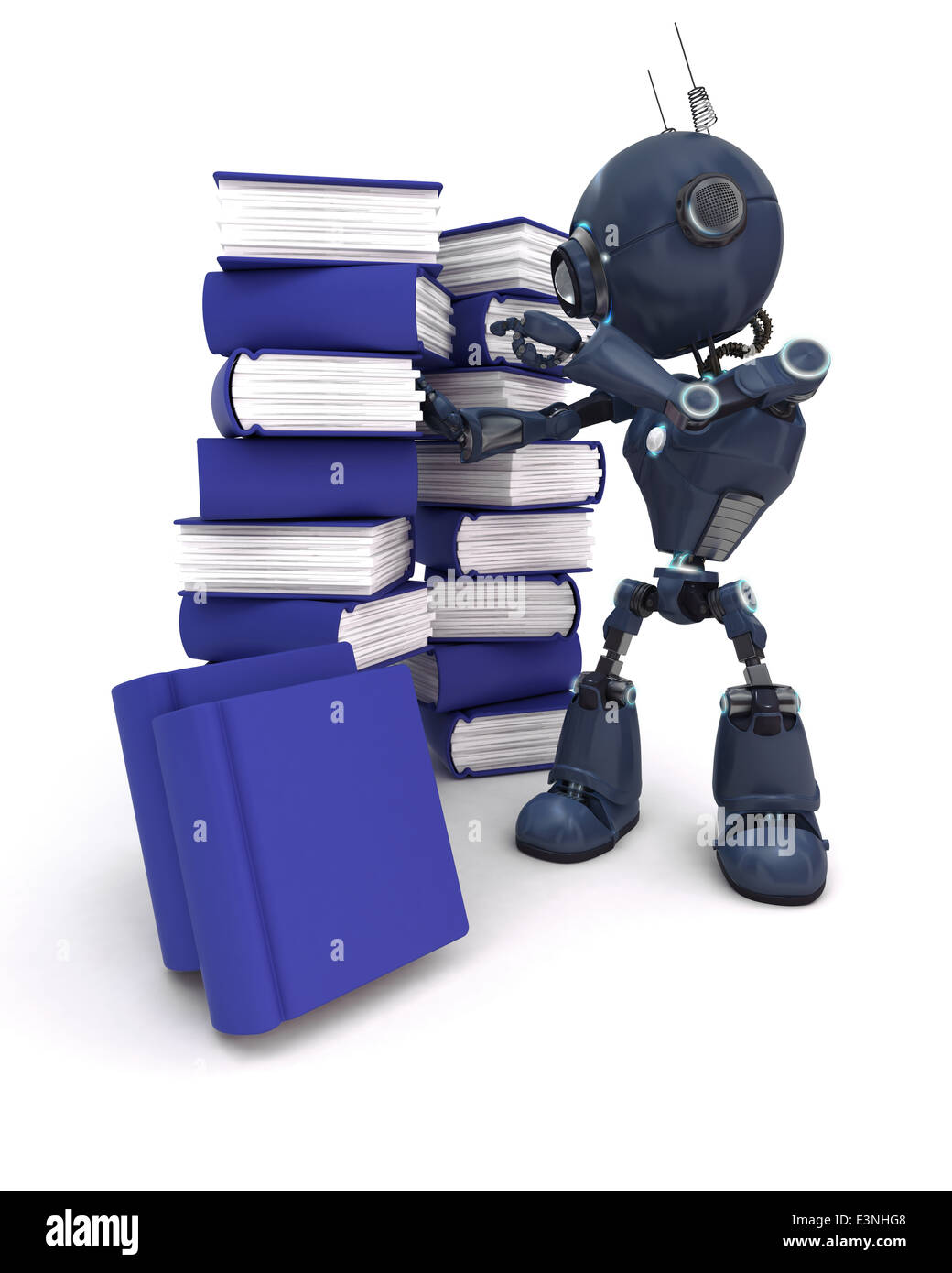 3D Render of an Android with stack of books Stock Photo - Alamy