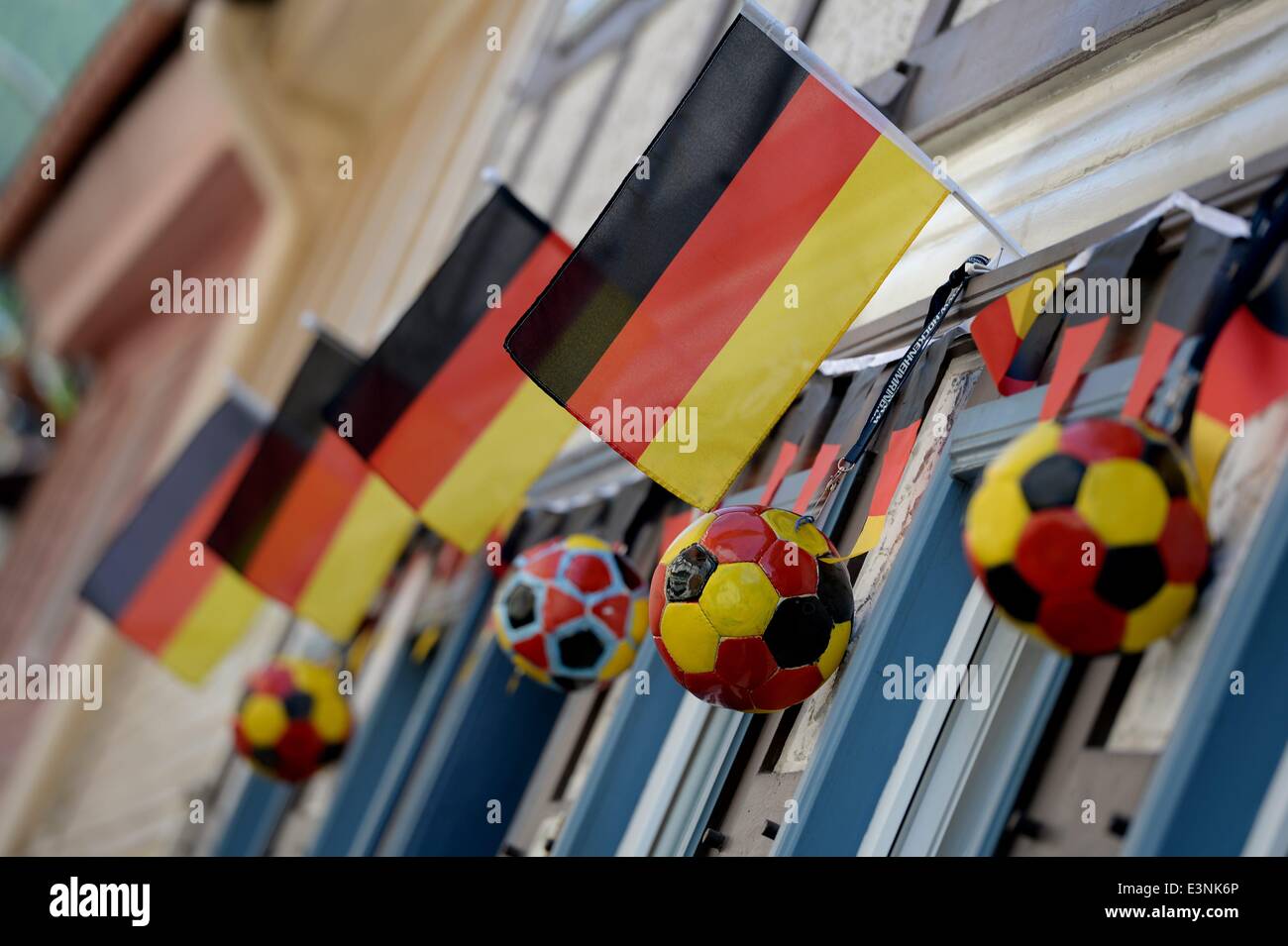 German football fan decorated his house, Germany, 18. June 2014. Photo ...