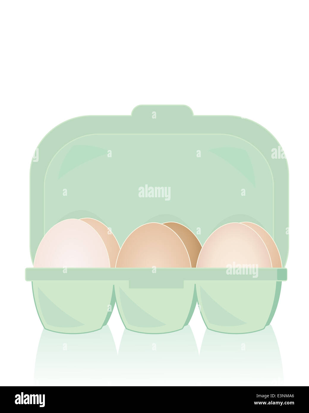 an illustration of a box of organic free range fresh eggs on a white ...