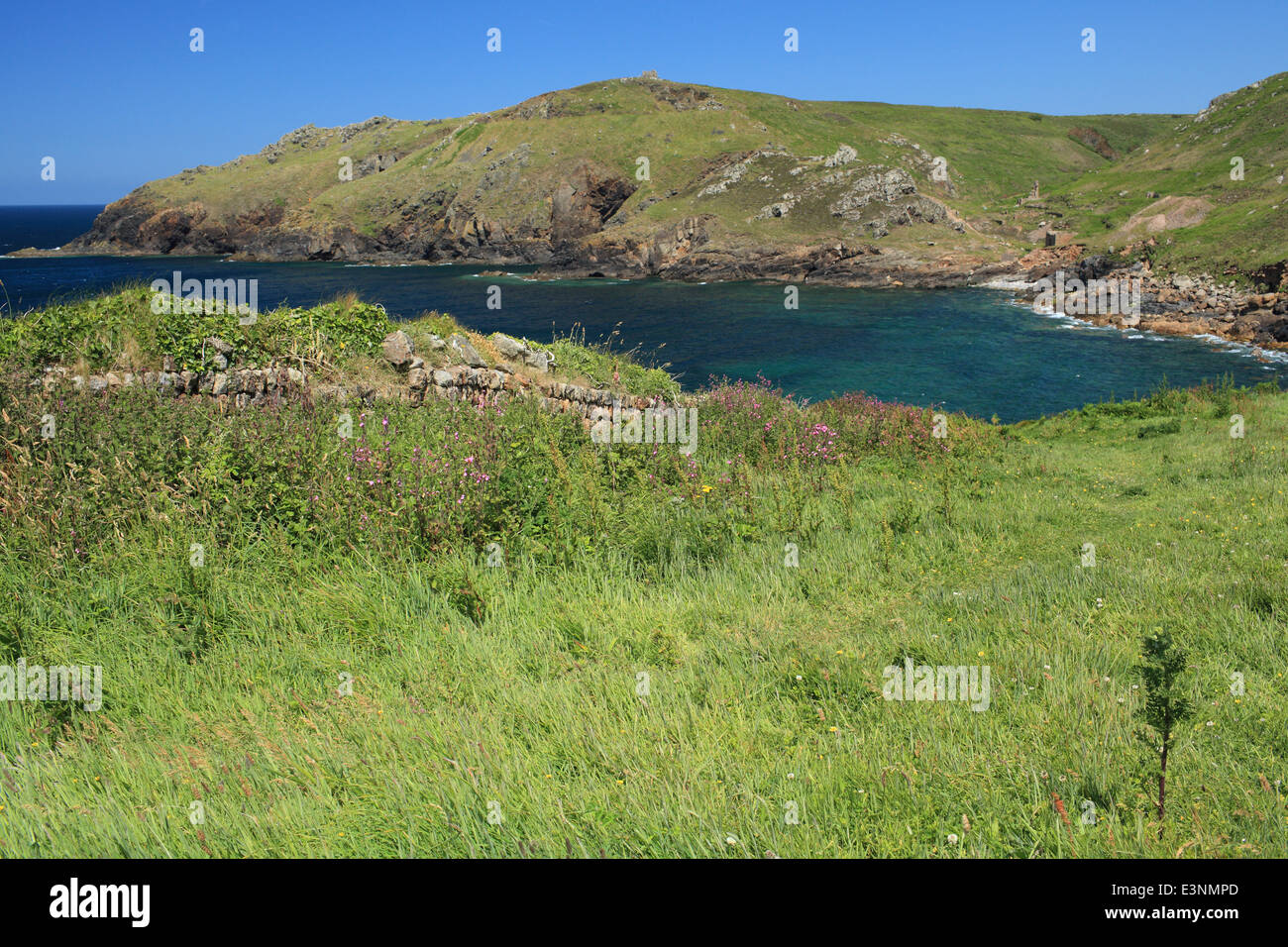 Porth Ledden, Cape Cornwall Summer view, West Cornwall, England, UK ...