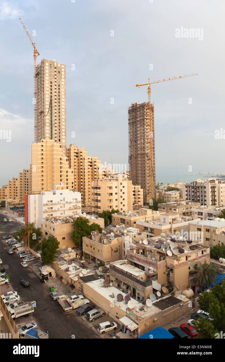 Kuwait, City Center buildings and development, elevated view Stock ...