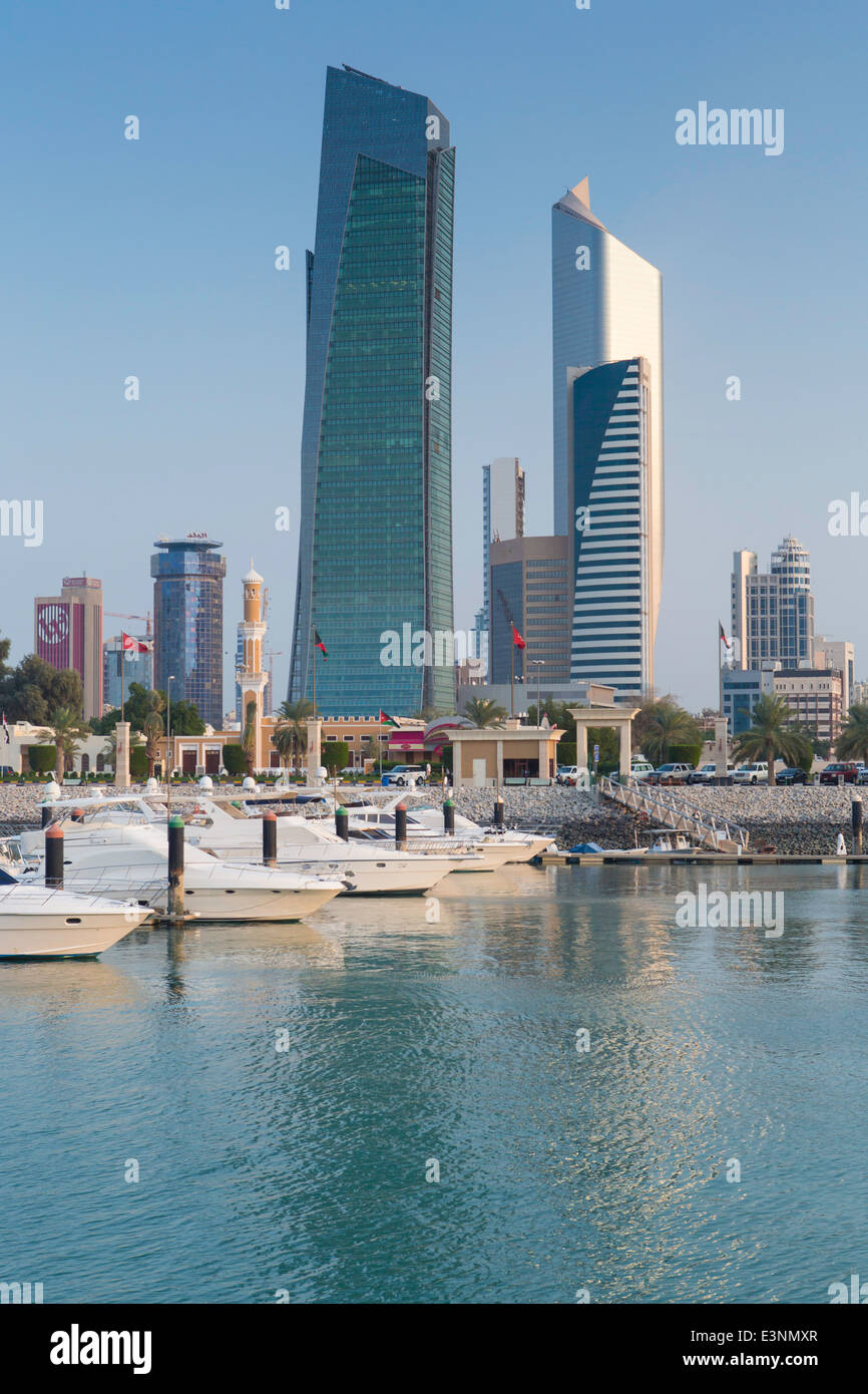 Kuwait City, skyline viewed from Souk Shark Mall and Kuwait harbour ...