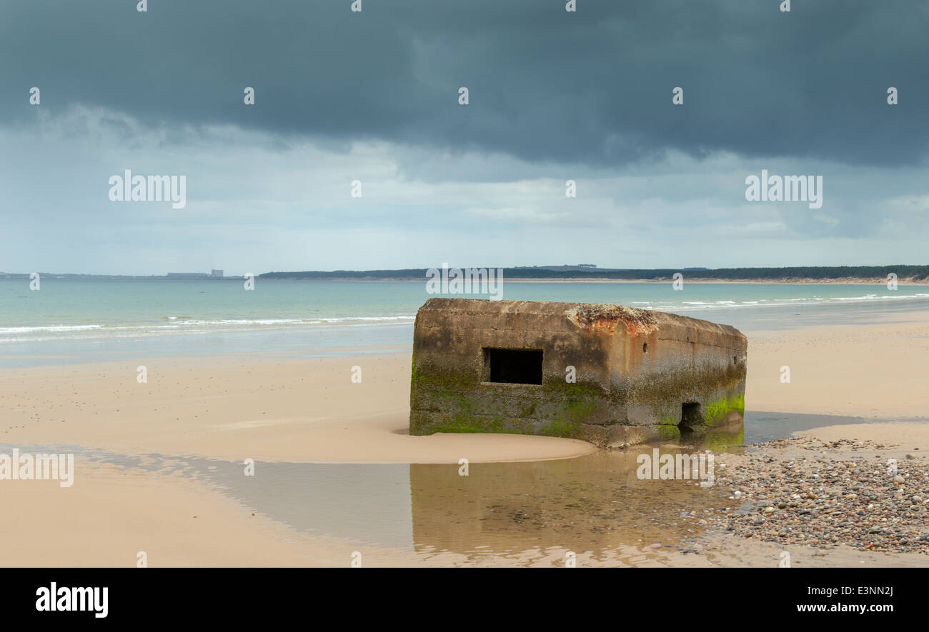 WORLD WAR II PILL BOX SINKING INTO THE SANDS ON FINDHORN BEACH MORAY ...