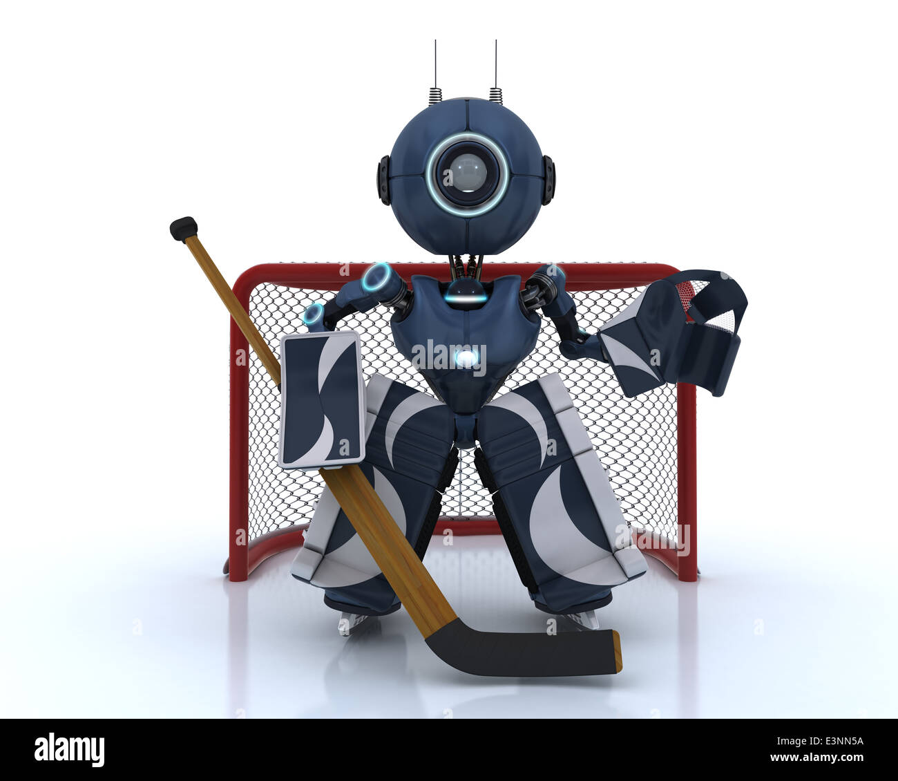 3D Render of an Android playing ice hockey Stock Photo - Alamy