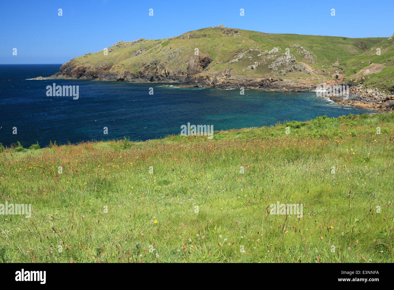 Porth Ledden, Cape Cornwall Summer view, West Cornwall, England, UK ...
