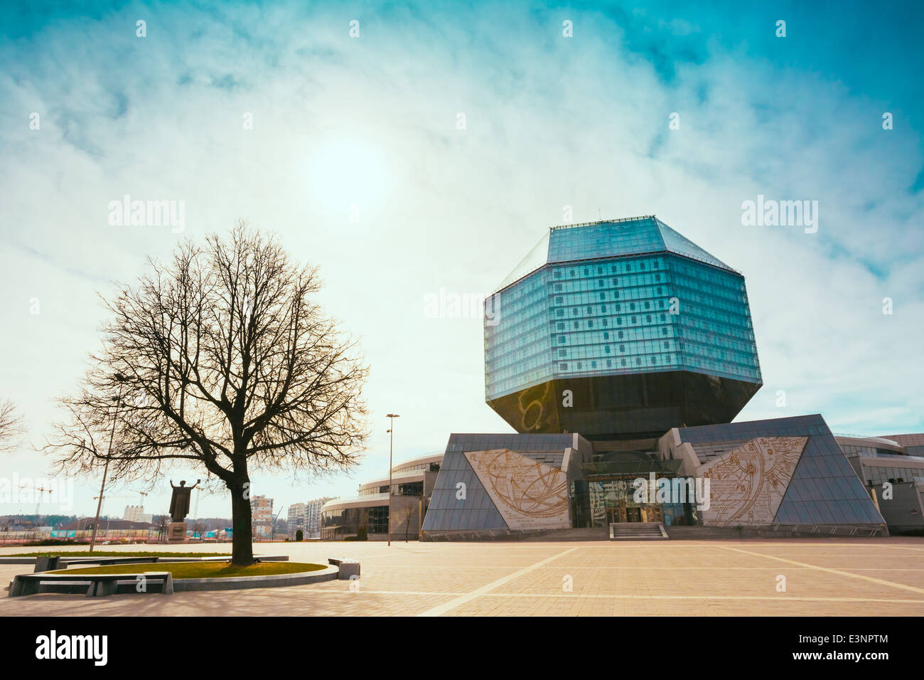 Unique building of National Library of Belarus in Minsk, Belarus. The ...
