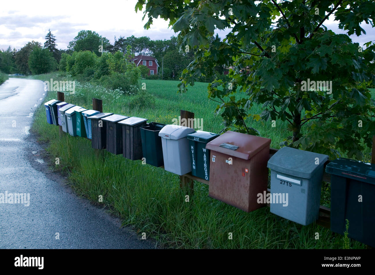 Mail boxes on roadside in Vettershaga, Sweden Stock Photo - Alamy