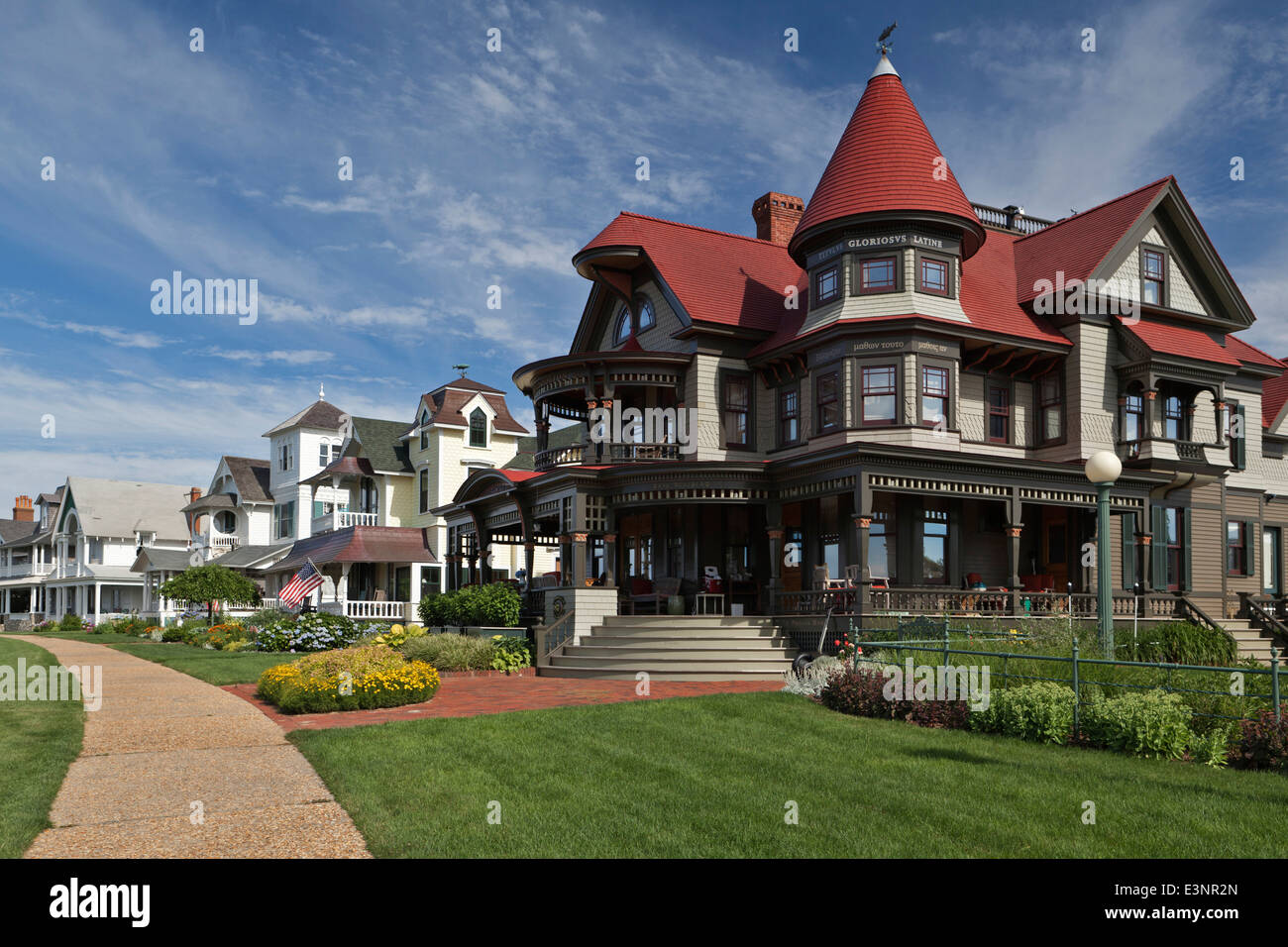 Row of Carpenter Gothic (Gingerbread) mansions Oak Bluffs Martha's ...