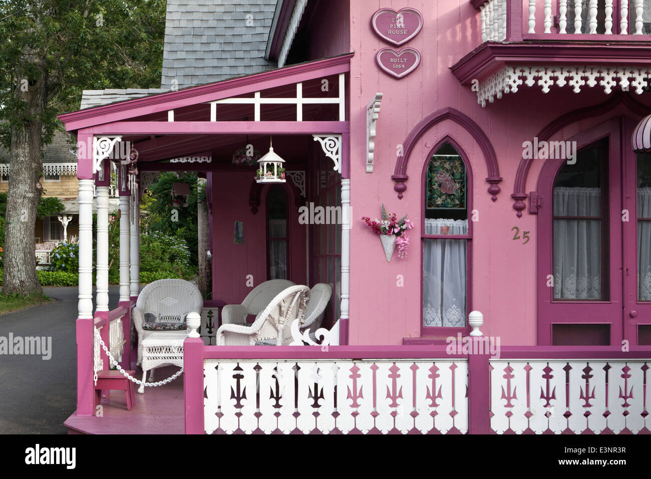 The Pink House Carpenter Gothic (Gingerbread) cottage in the ...