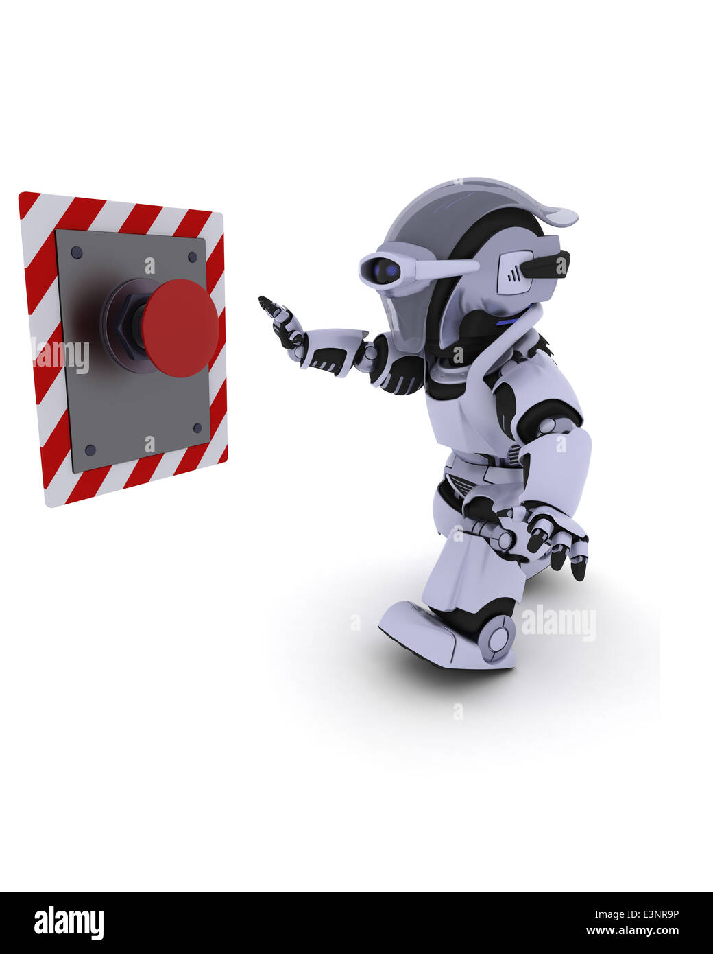 3D Render of a Robot pushing a button Stock Photo - Alamy