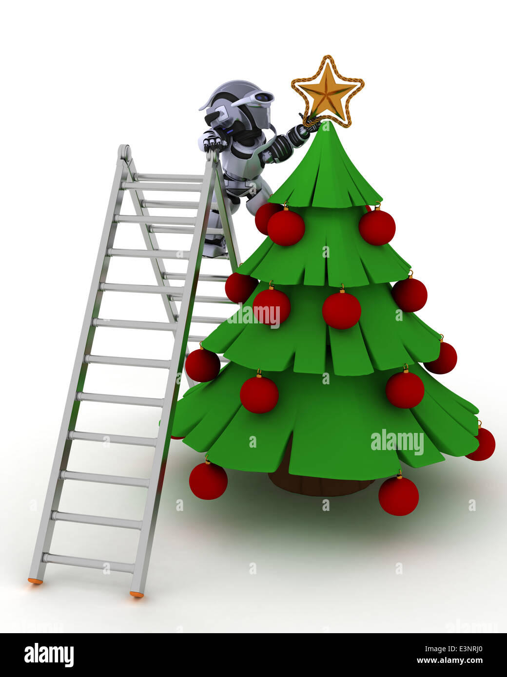 3D render of a Robot trimming the tree Stock Photo - Alamy