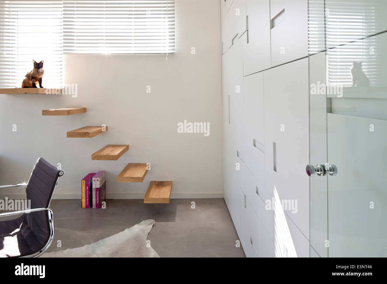 Floating staircase in Amir Navon House, Israel, Middle East Stock Photo ...