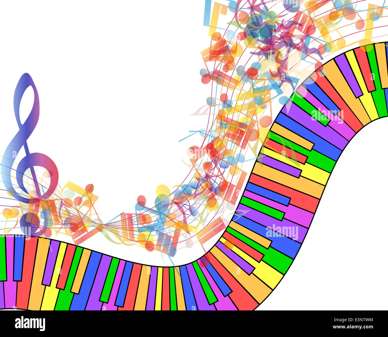 Multicolor musical note staff background. Vector illustration EPS 10 ...