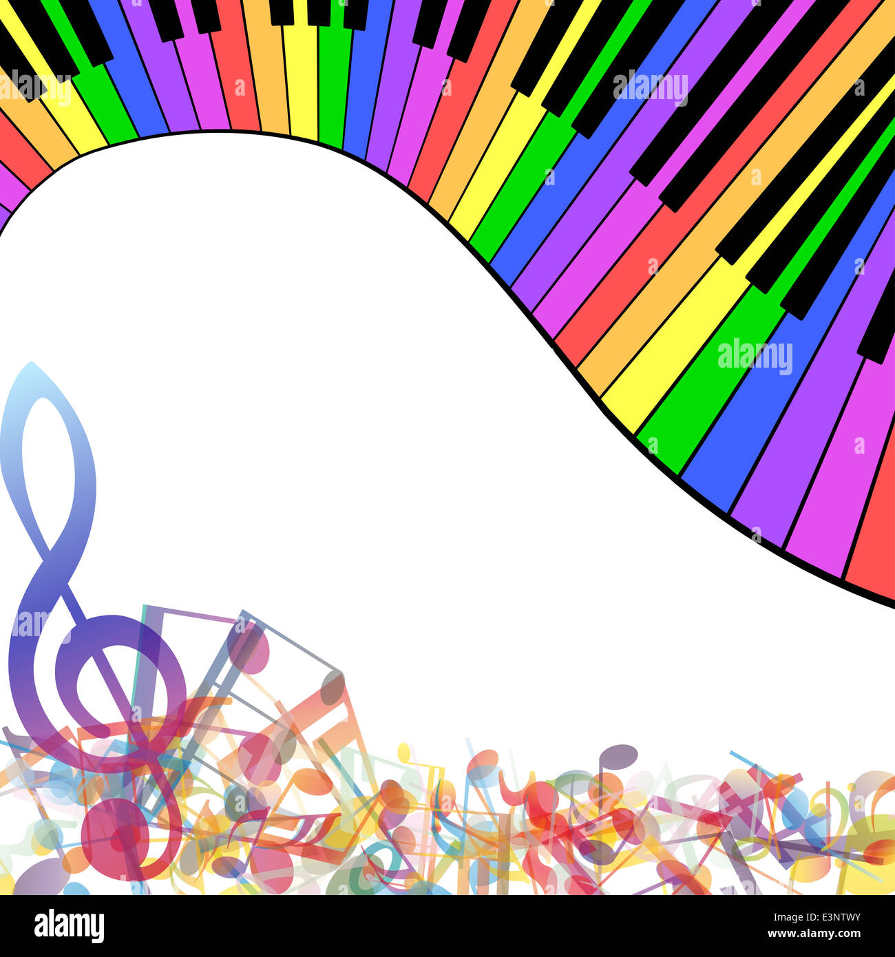 Multicolor musical note staff background. Vector illustration EPS 10 ...