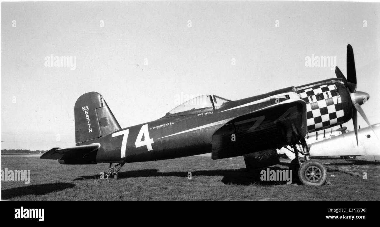This photo features the Goodyear F2G-1, a modified fighter aircraft, in ...