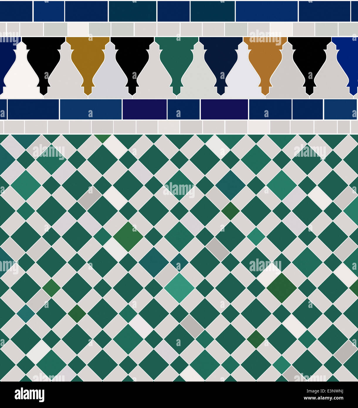 A tile design based on a Moroccan wall panel based on four colours only ...