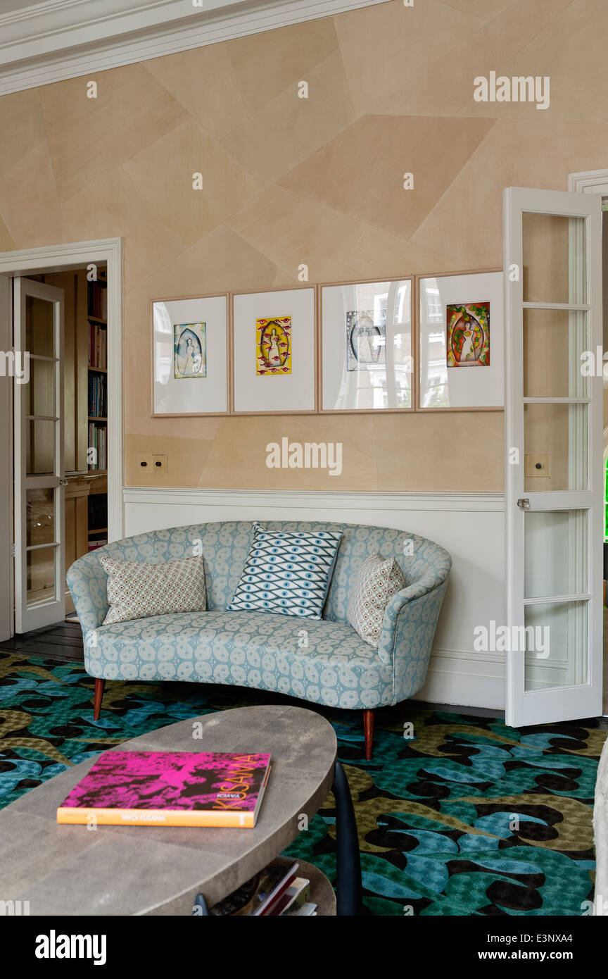 Allegra Hicks fabrics on settee in drawing room with Allegra Hicks rug ...
