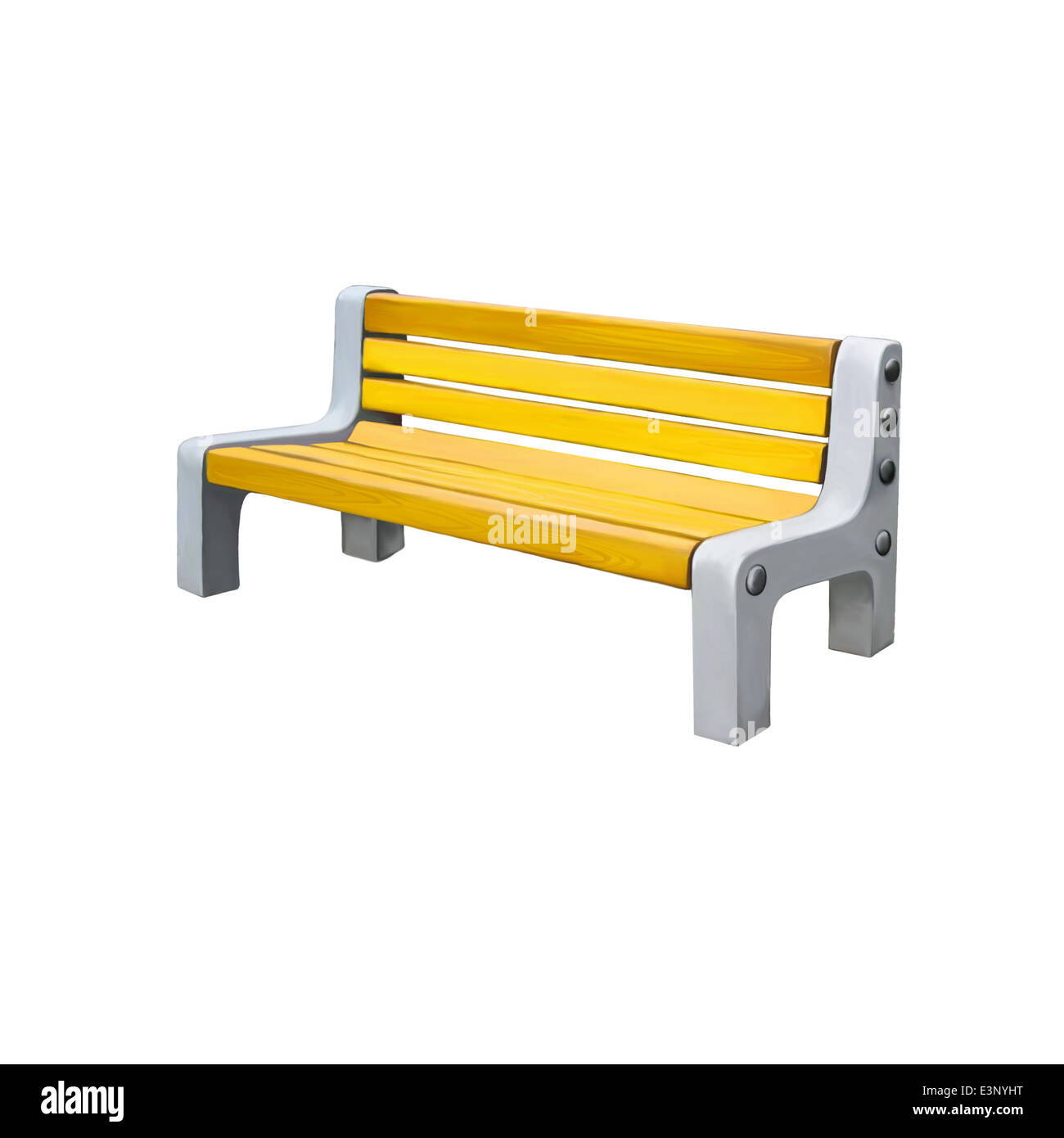 yellow park bench . Isolated over white background Stock Photo - Alamy