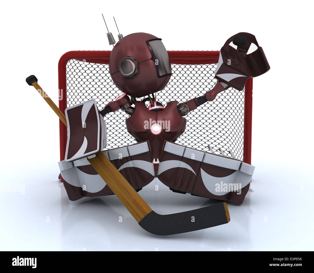 3D Render of an Android playing ice hockey Stock Photo - Alamy