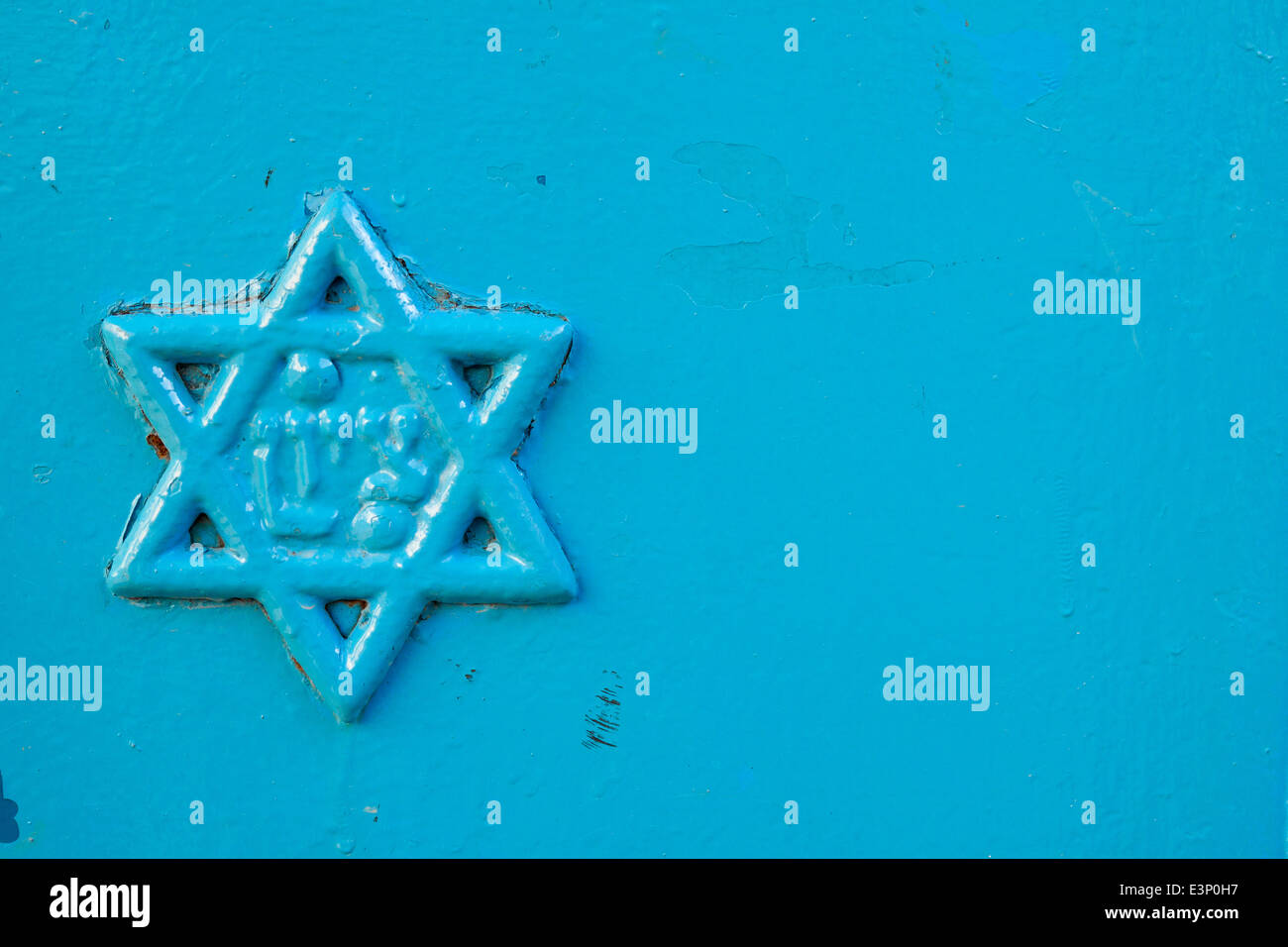 Star of David on blue door in Safed, Israel. Old detail of Shield of ...