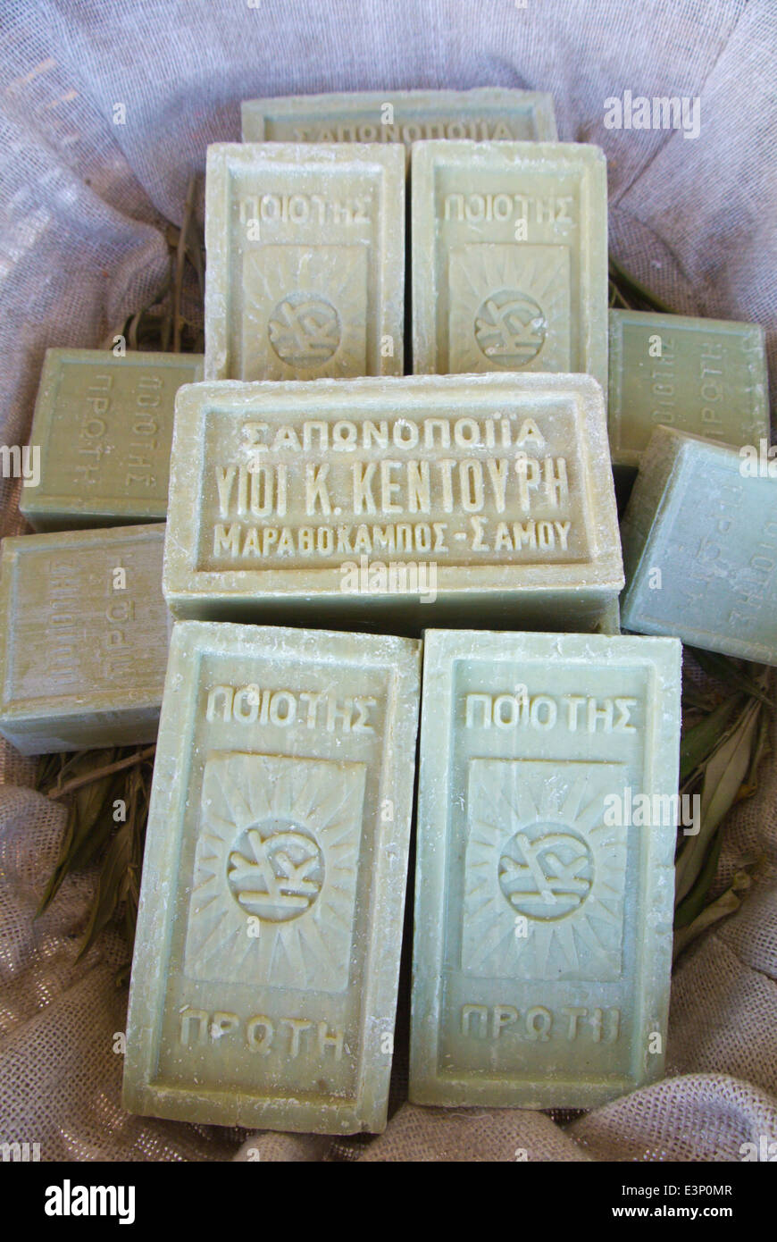 Olive oil soap bars, souvenir shop, Pythagoreio, Samos, Aegean Sea ...