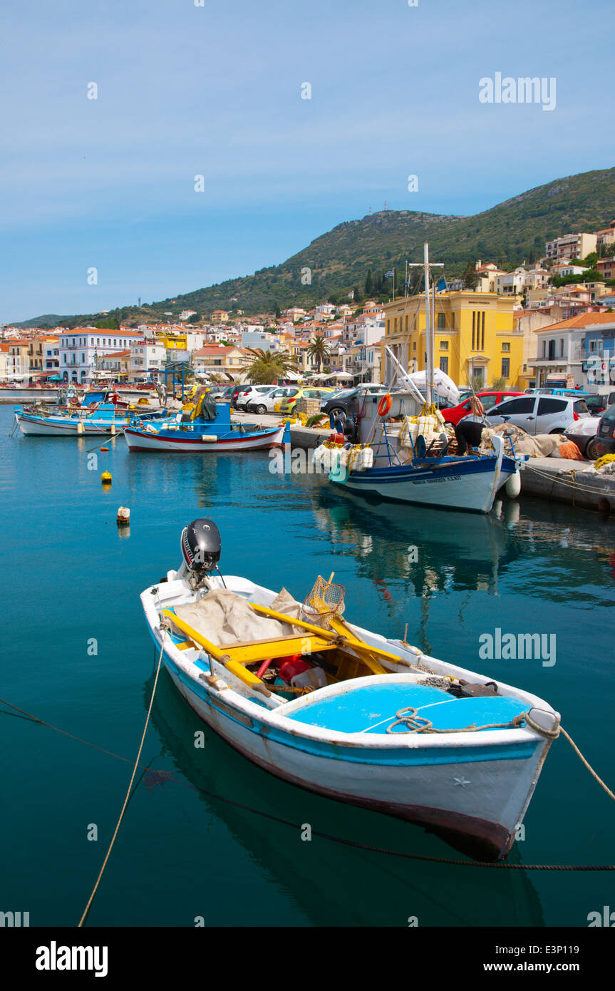 Boats in fishing harbour, Vathy, also known as Samos Town, Samos island ...