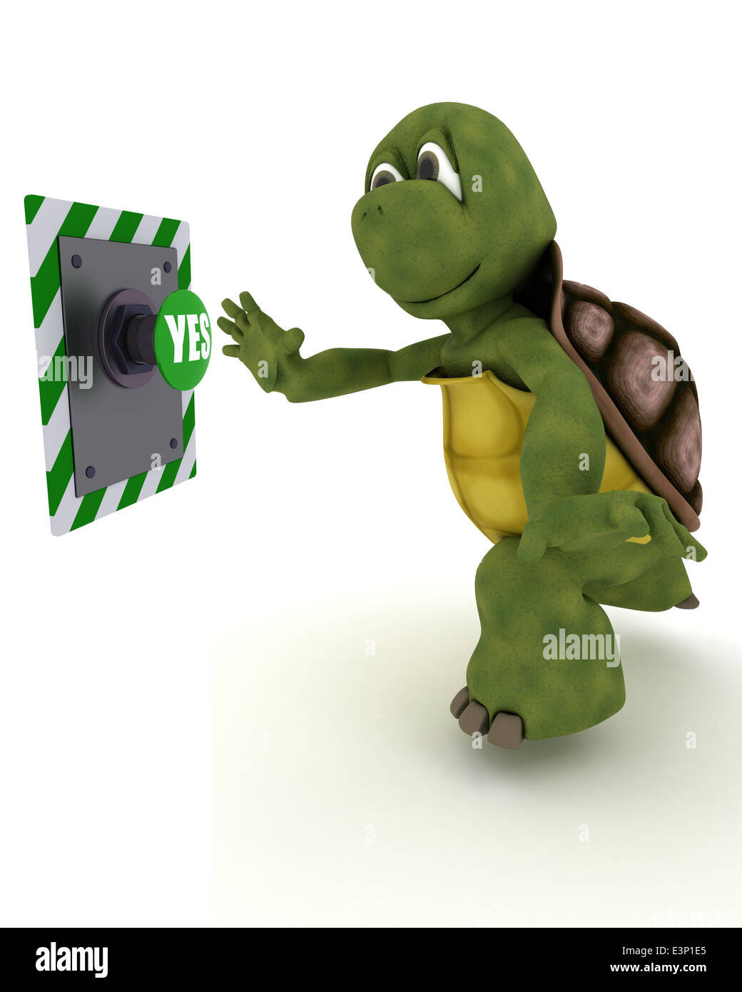 3D Render of a Tortoise pushing a button Stock Photo - Alamy