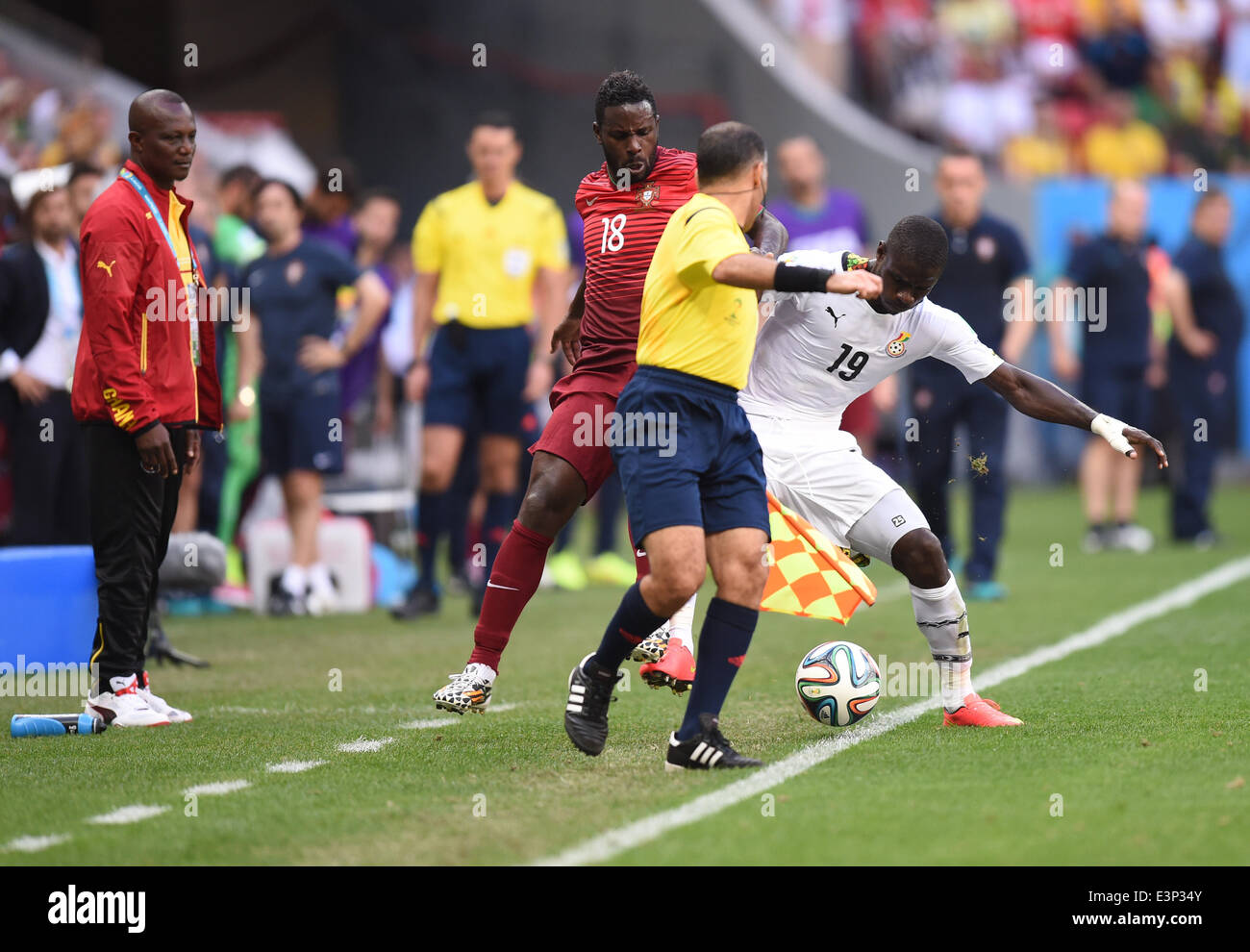 Brasilia, Brazil. 26th June, 2014. Jonathan Mensah (R) of Ghana in ...