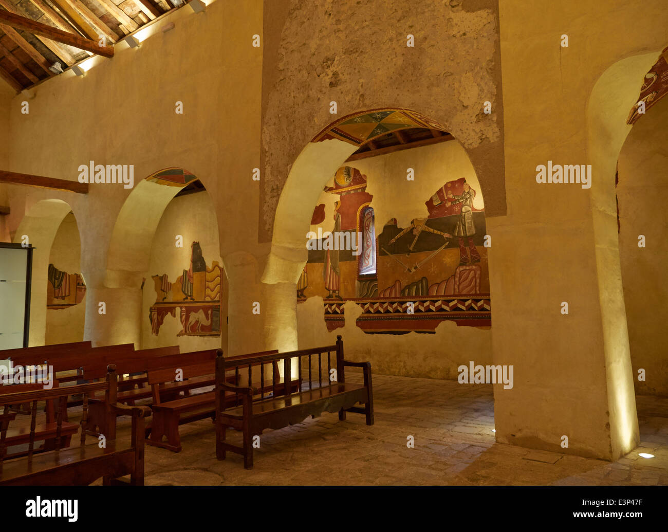 Church of Saint Joan de Boi in the Vall de Boi, Spain. Interior wall ...