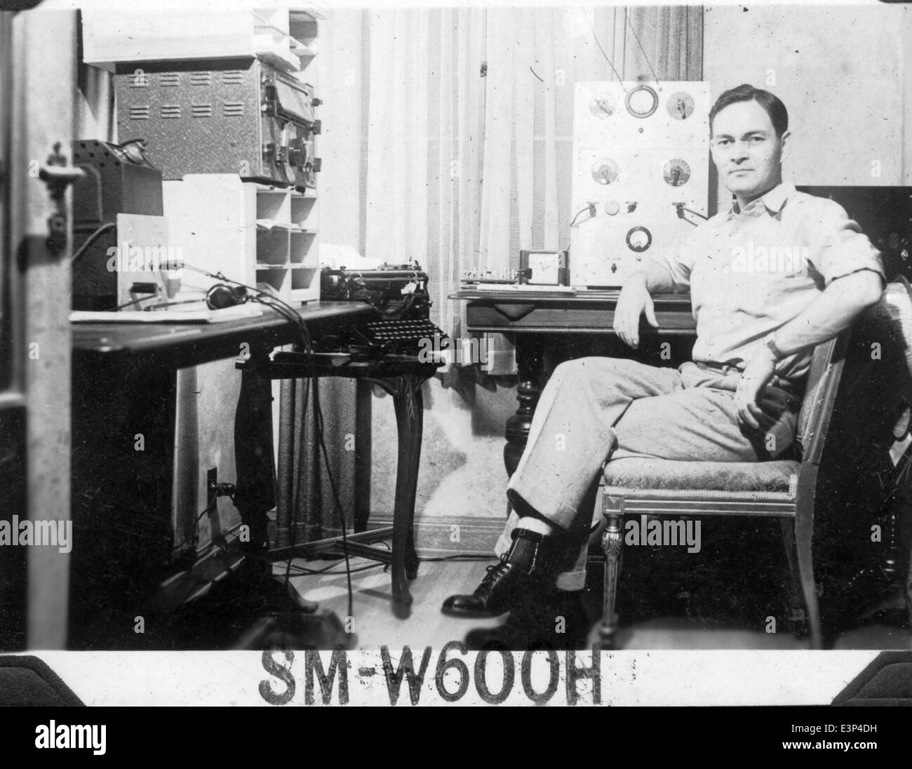 This image shows Karl N. Klos, identified by his callsign W6OOH, an ...