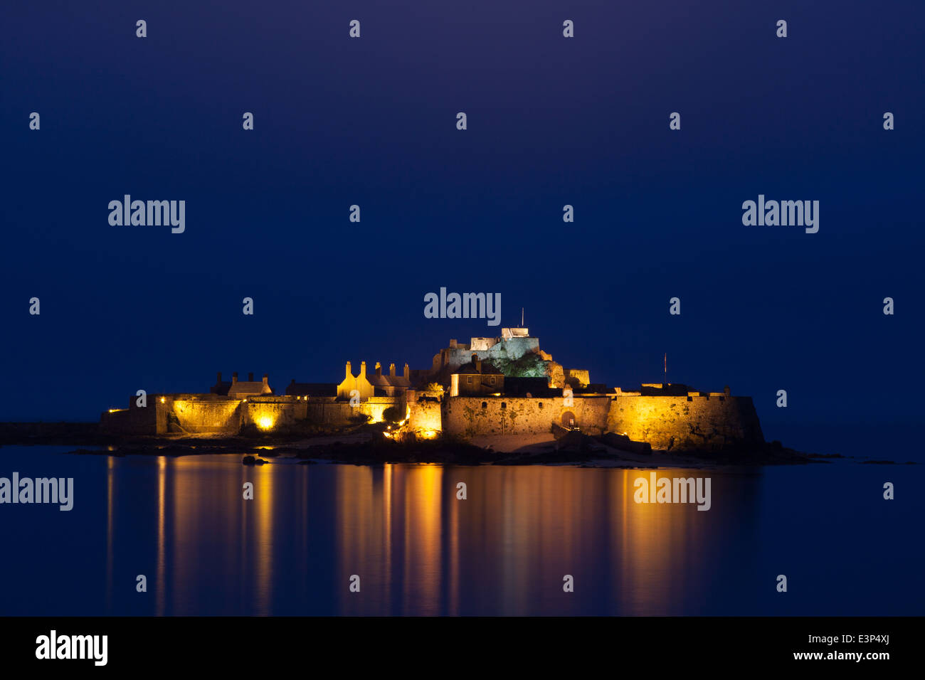 Elizabeth Castle Jersey at Night Stock Photo - Alamy