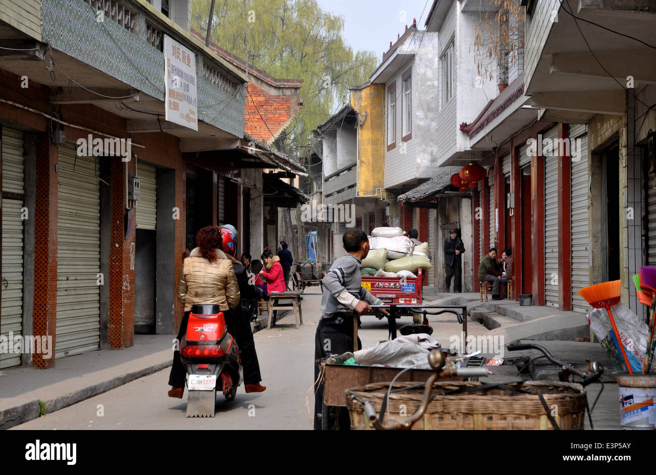 Li An Village, China: View along the main street in the small Sichuan ...
