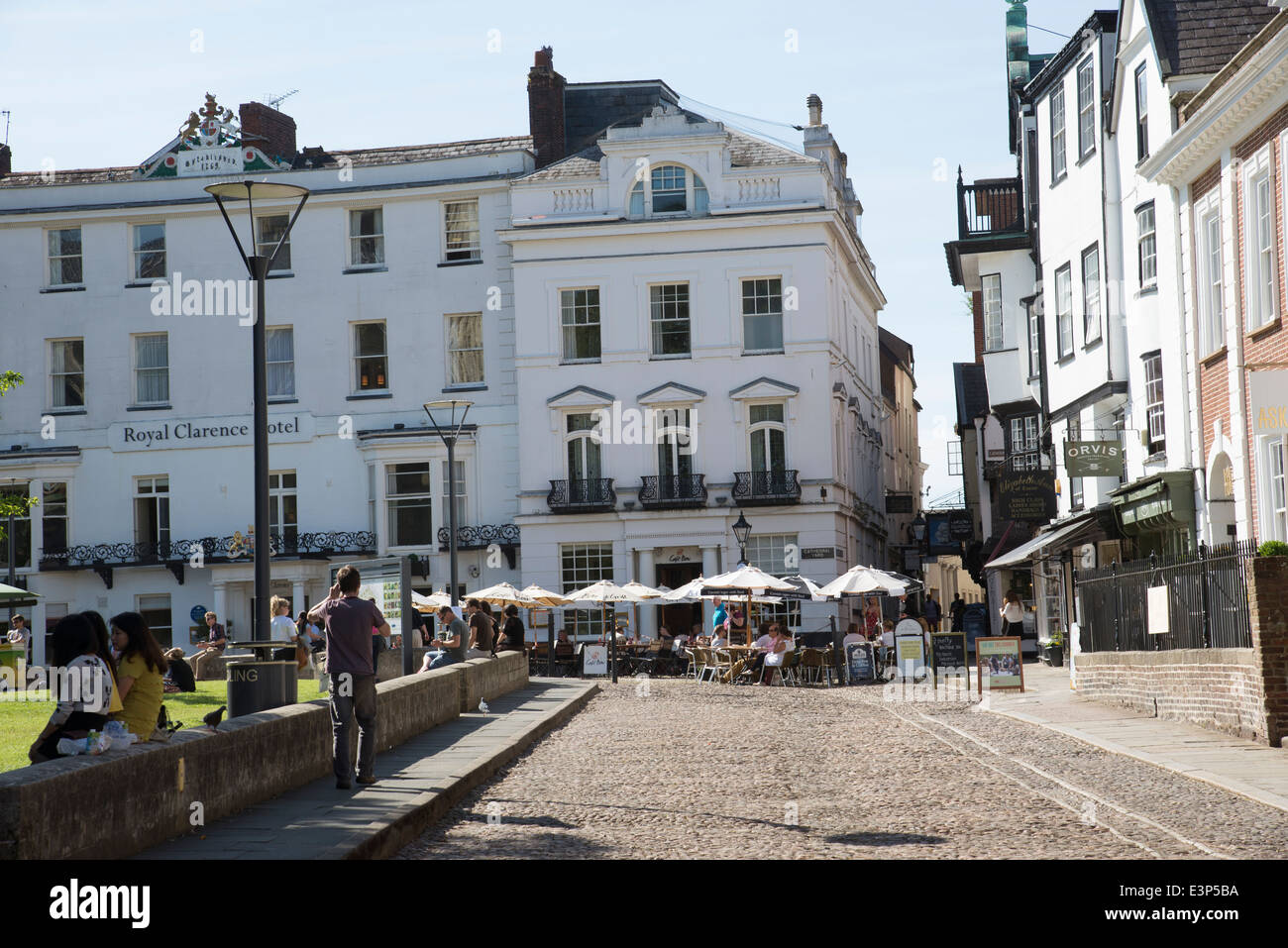 Cathedral Close Exeter Devon UK pavement cafe in this historic part of ...