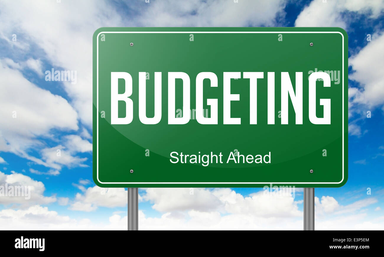 Budgeting on Green Highway Signpost Stock Photo - Alamy